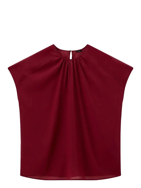 JOSEPH Broca Sheer Fine Wool Blouse - Ruby