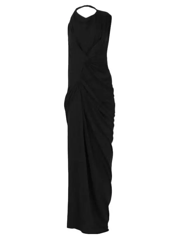 ENTIRE STUDIOS Oaklyn Draped Halterneck Maxi Dress - Black