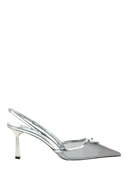 Prada Mesh-panelled Slingback Pumps - Silver