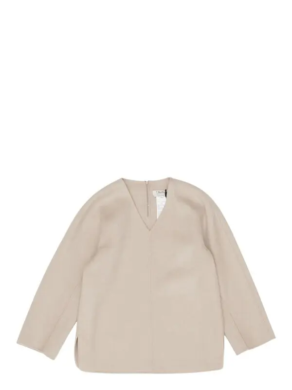 Max Mara Long-sleeved V-neck Top - Nude