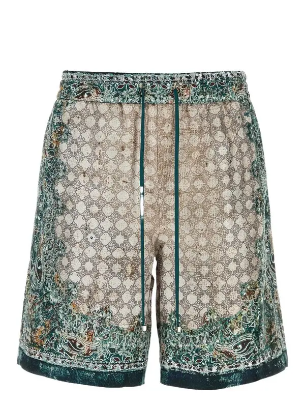 Amiri Multicolor Silk Printed Bermuda Shorts - Green