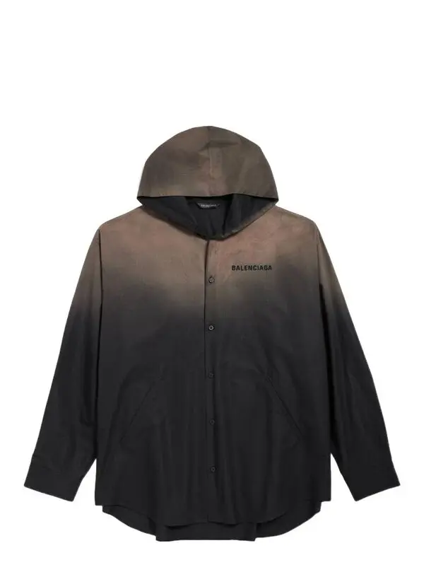 Balenciaga Oversize Hooded Shirt - Black