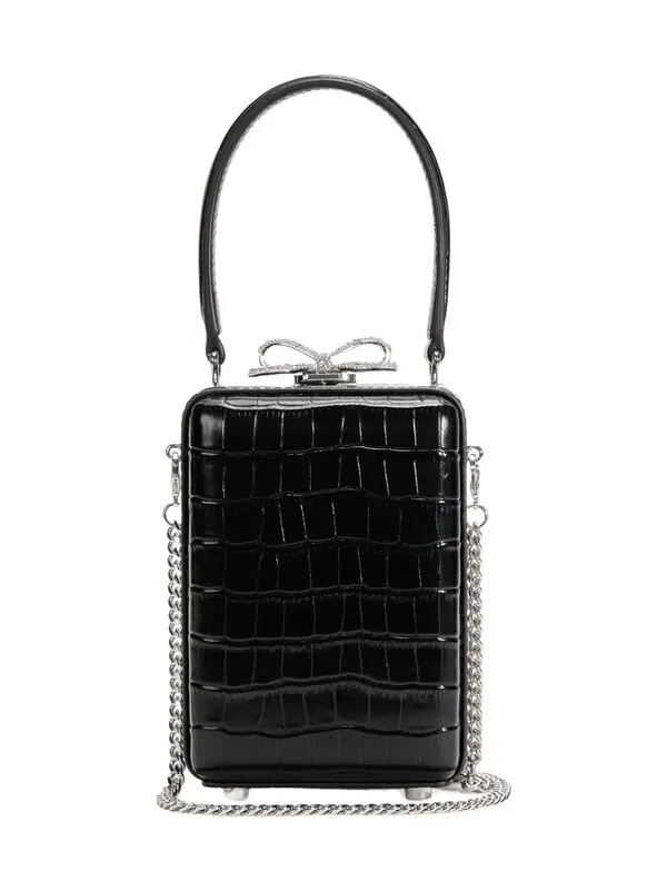 SELF-PORTRAIT Crystal Bow Buckle Mini Bag - Black