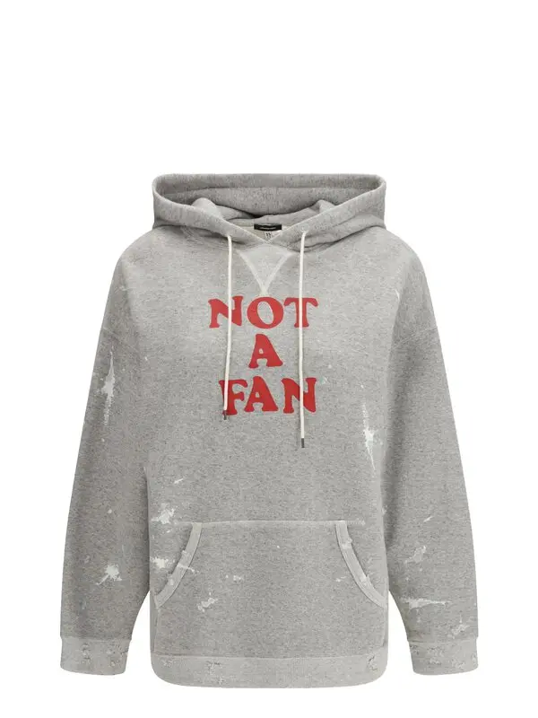 R13 Not A Fan" Distressed Hoodie - Gray