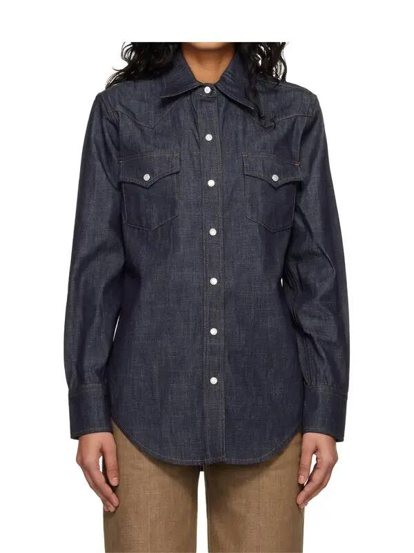 A.p.c. Western-style Long Sleeve Shirt - Indigo