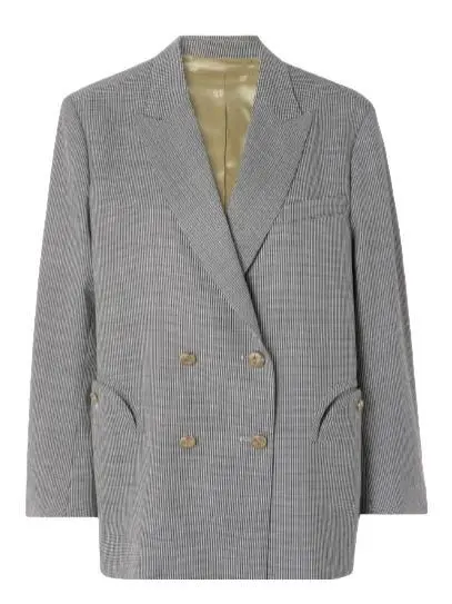BLAZÉ MILANO Houndstooth Double-breasted Blazer - Gray