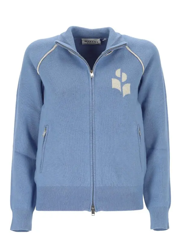 Isabel Marant Étoile Zip-up Cardigan With Logo Detail - Blue