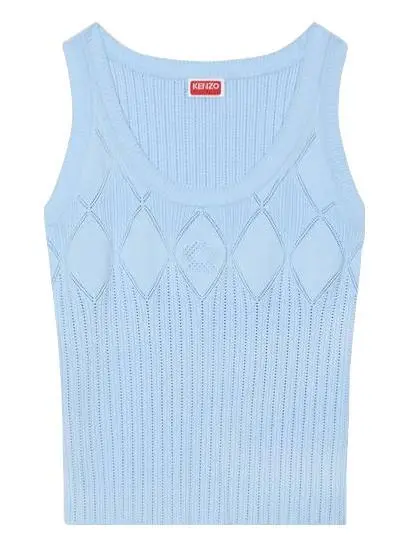 Kenzo Textured Knit Tank Top - Light Blue