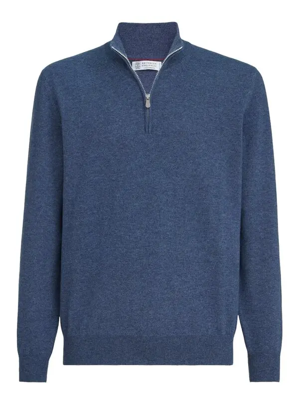 Brunello Cucinelli Half-zip Cashmere Sweater - Blue