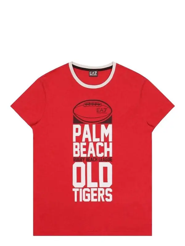 EA7 Letter Printed Round-neck T-shirt - Red