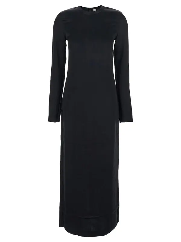 TOTEME Long Sleeve Satin Maxi Dress - Black