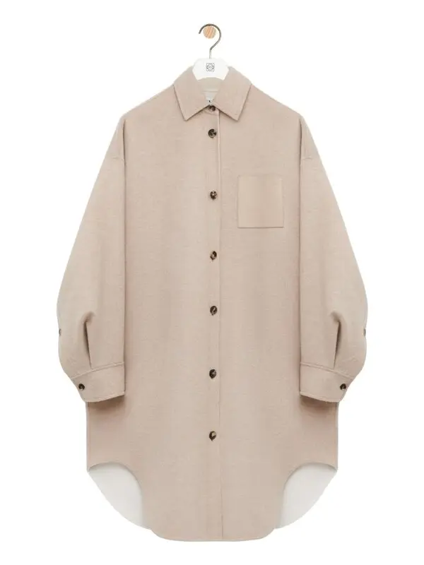 Loewe Anagram Buttoned Patch-pocket Overshirt - Sandstone/white