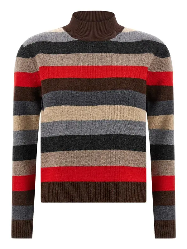 Tory Burch Striped Knit Turtleneck Jumper - Multicolor