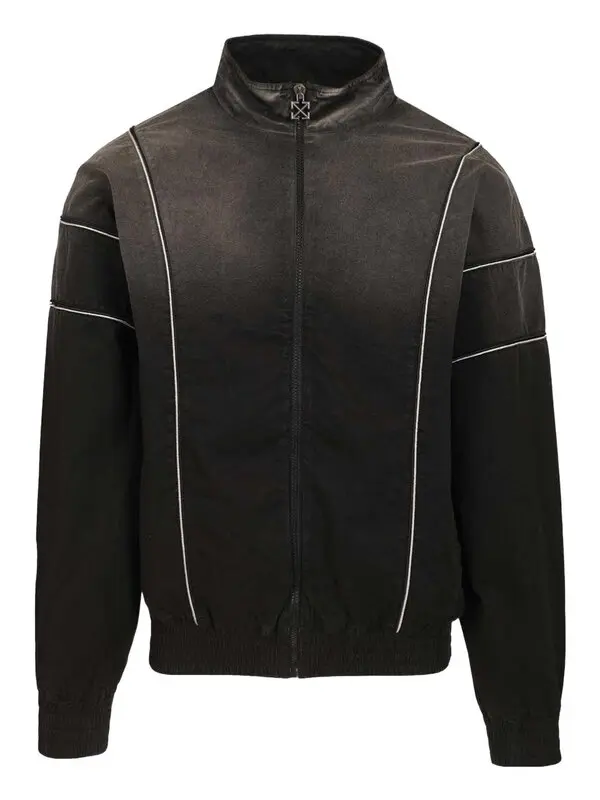Off-White Logo Embroidered Zip-up Jacket - Black