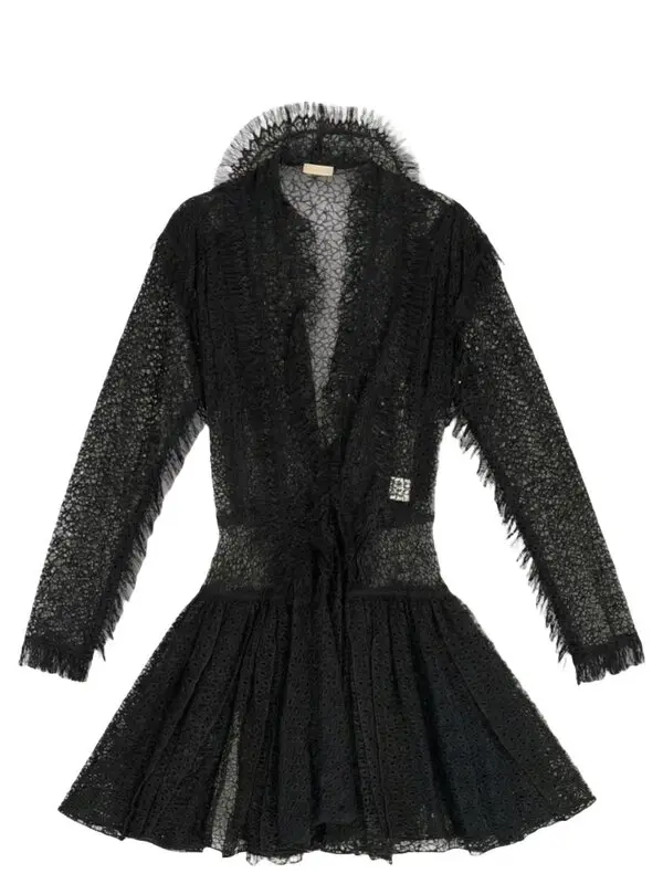 Alaïa Long Sleeve Lace Dress - Black