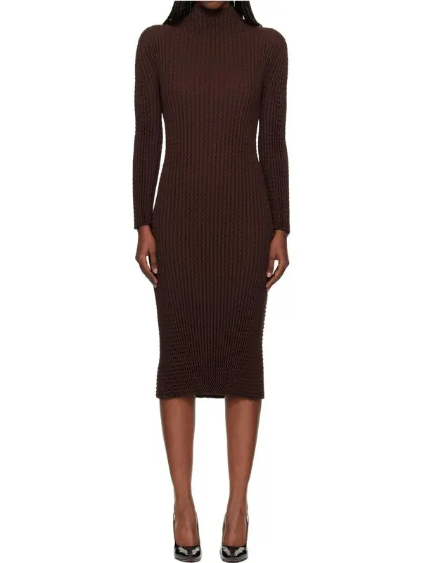 Issey Miyake Textured Knit High Neck Dress - Black