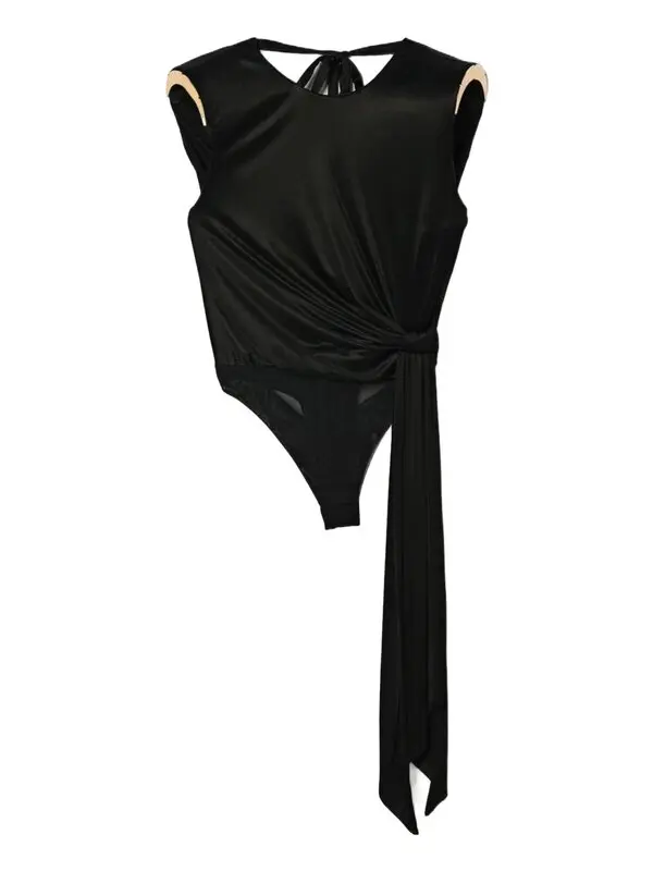 Elisabetta Franchi Sleeveless Draped Bodysuit - Black