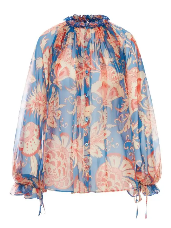 Etro Floral Printed Ruffled-trim Blouse - No