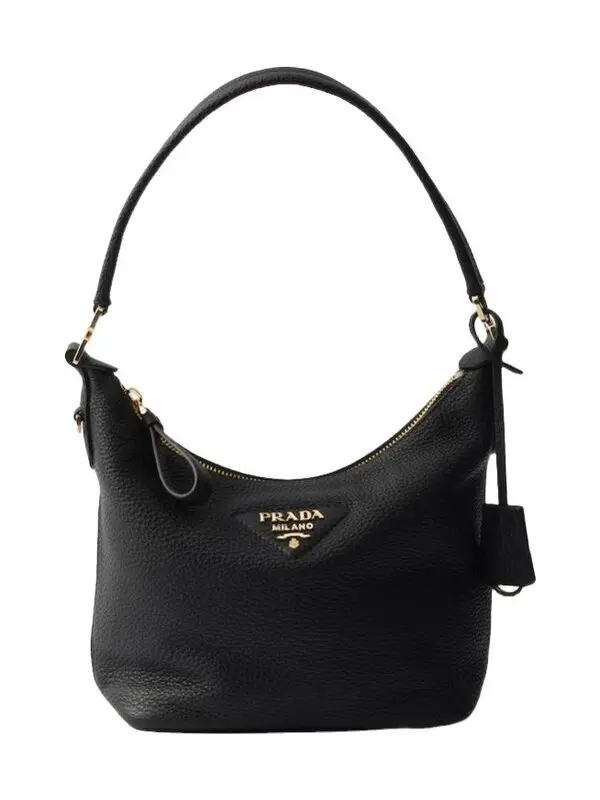 Prada Logo-lettering Zipped Shoulder Bag - Black