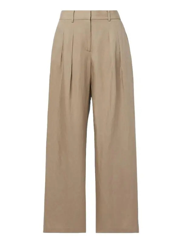 LoveShackFancy Adams Pleated Wide-leg Pants - Nude