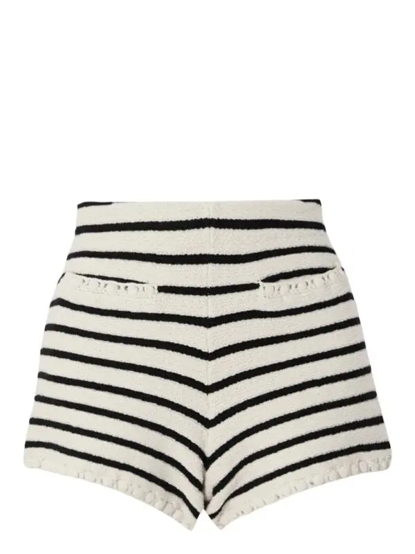 Posse Henry Embellished Striped Knitted Shorts - Creamblackwhite