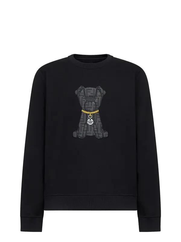 Fendi Ff Dog Jacquard Crewneck Sweatshirt - Black
