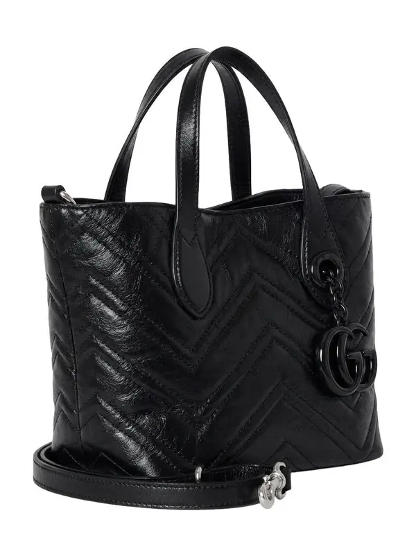 Gucci Matelassé Logo Charm Tote Bag - Black