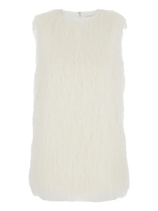 Loulou De Saison Yasmin Fringe Crewneck Top - White