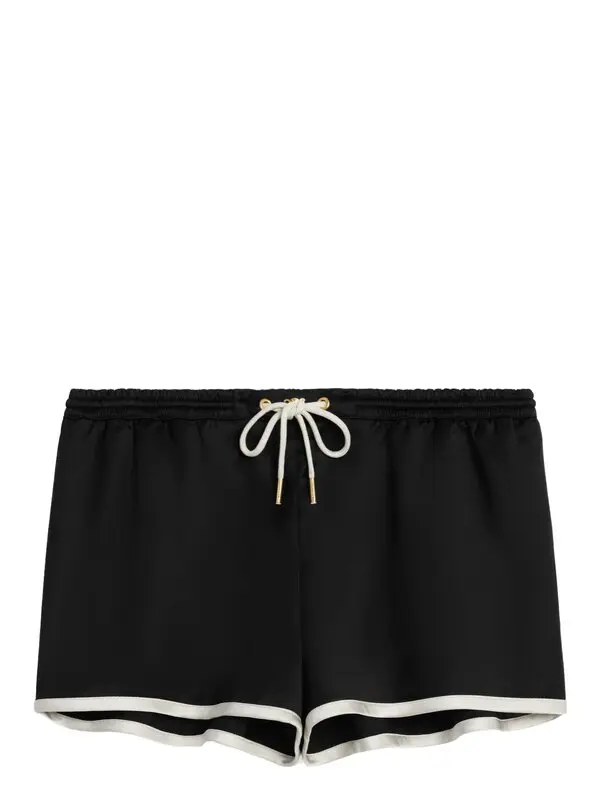 Celine Mini Triomphe Satin Shorts - Black