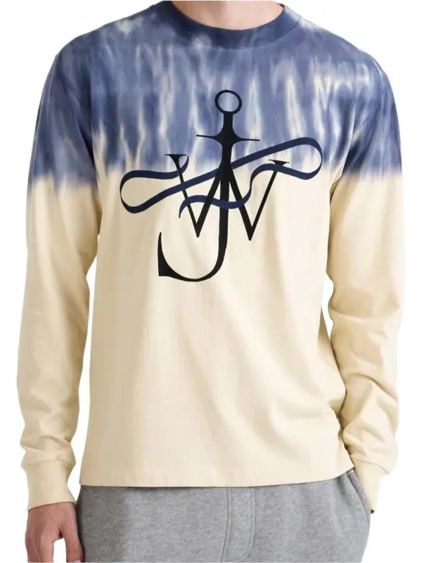 J.W.ANDERSON Jw Anderson Ribbon Anchor Tie-dye T-shirt - Off-white/navy Blue