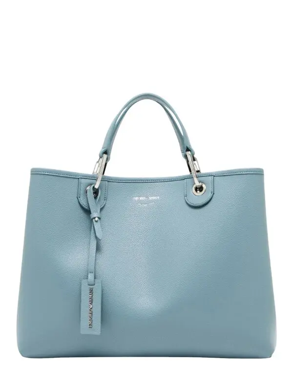 Emporio Armani Myea Logo Debossed Medium Tote Bag - Blue