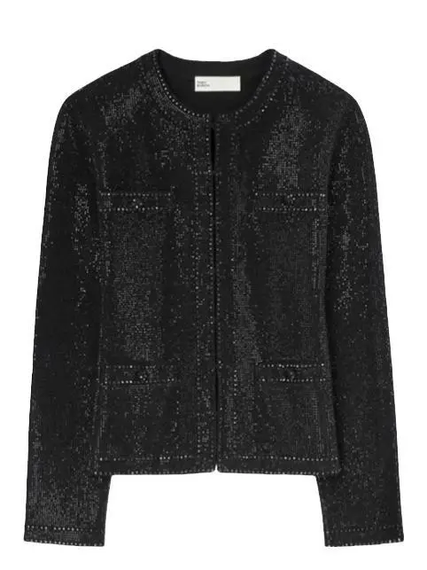 Tory Burch Embellished Button-front Sweater - Black