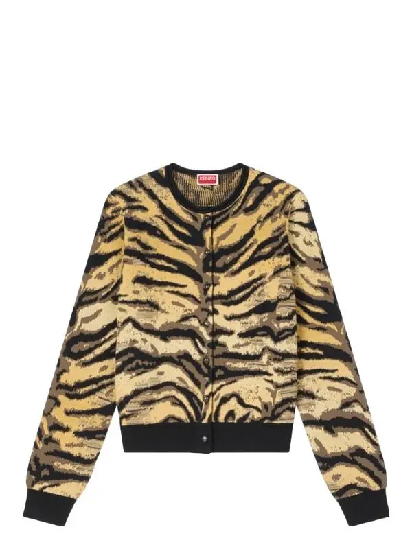 Kenzo Embroidered Logo Buttoned Cardigan - Nude