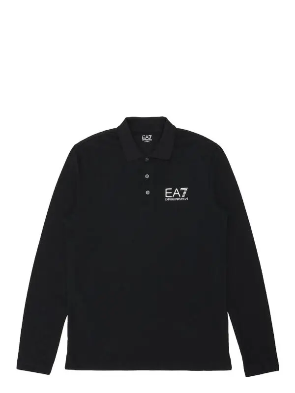 EA7 Logo Printed Polo Shirt - Black