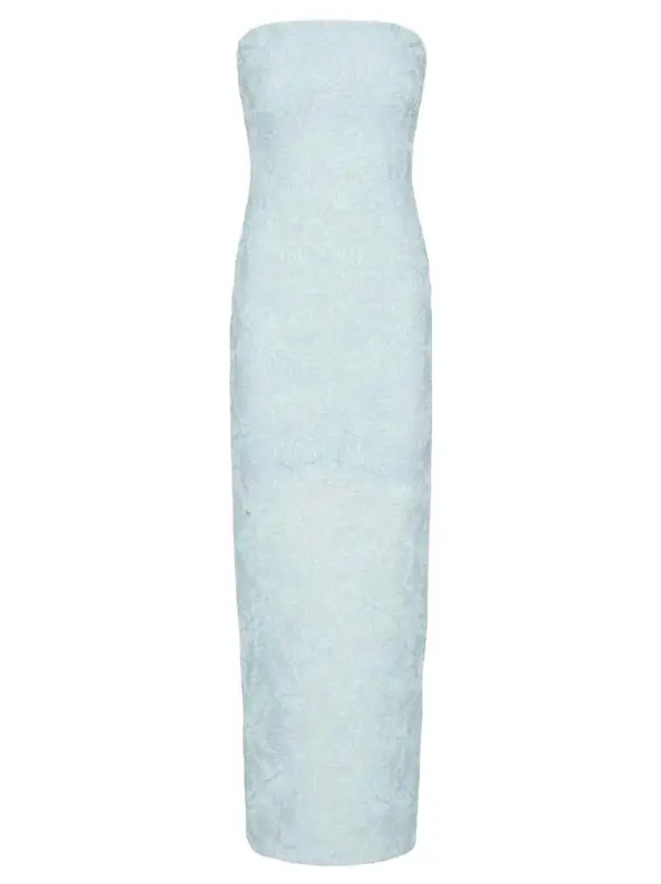 ROTATE BY BIRGER CHRISTENSEN Strapless Textured Maxi Dress - Blue