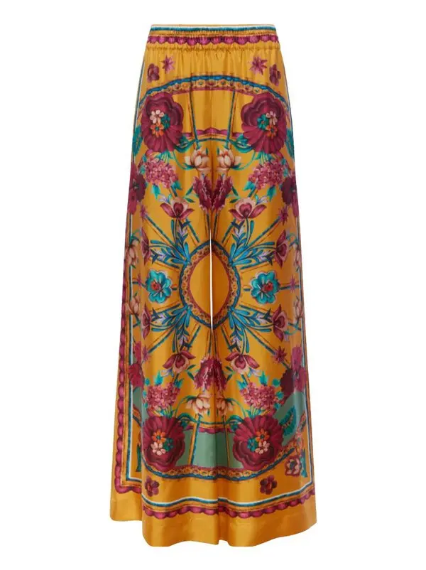 La DoubleJ Graphic-print Silk Palazzo Pants - Multicolour