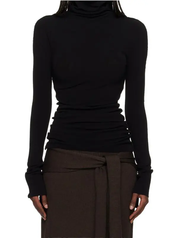Issey Miyake High-neck Long-sleeved Knitwear - Black