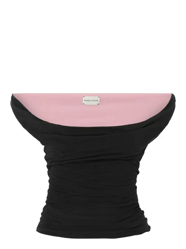 Magda Butrym Off-the-shoulder Pleated Top - Black