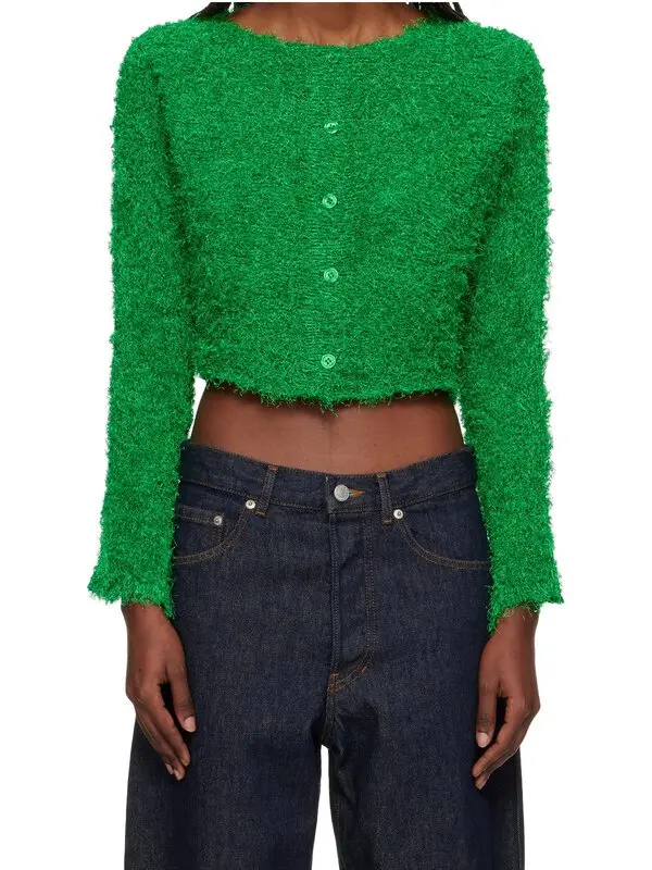Issey Miyake Fuzzy Pleats Button-down Knitwear - Green