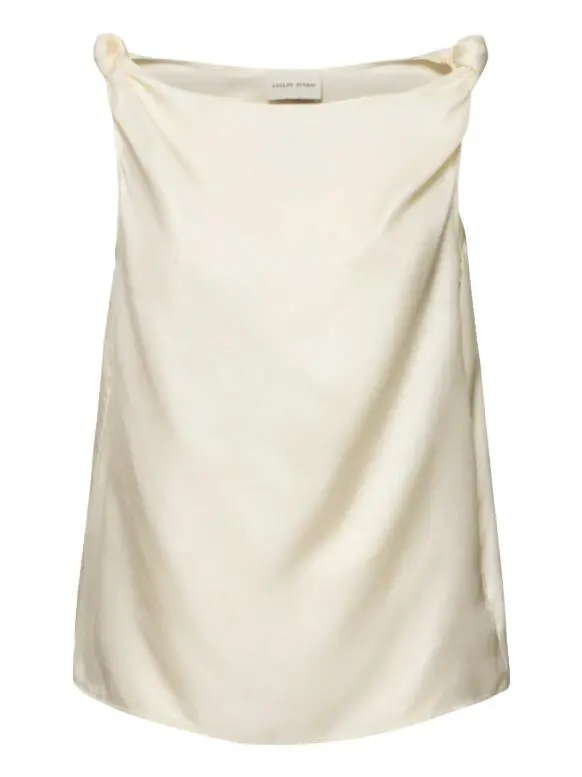 Loulou De Saison Sleeveless Draped Silk Top - White