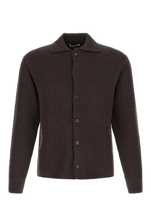 Auralee Ultra Fine Knitted Cardigan - Brown