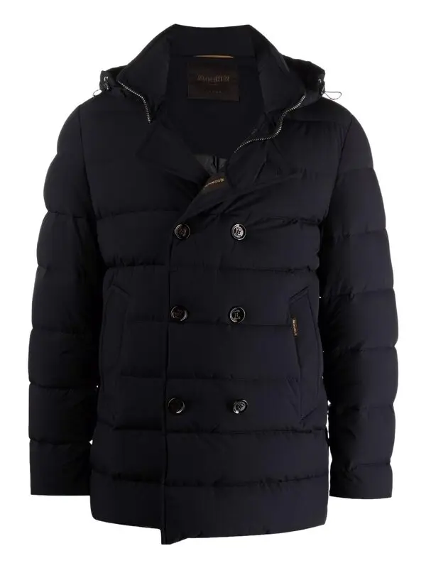 MOORER Double-breasted Hooded Down Jacket - Black