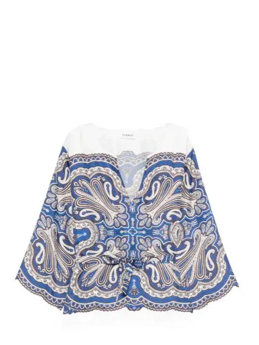 P.a.r.o.s.h Skindy Paisley Tie-waist Blouse - Gray