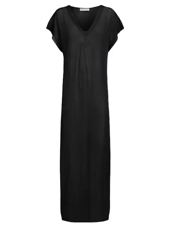 THE FRANKIE SHOP V-neck Maxi Dress With Side Slits - Black