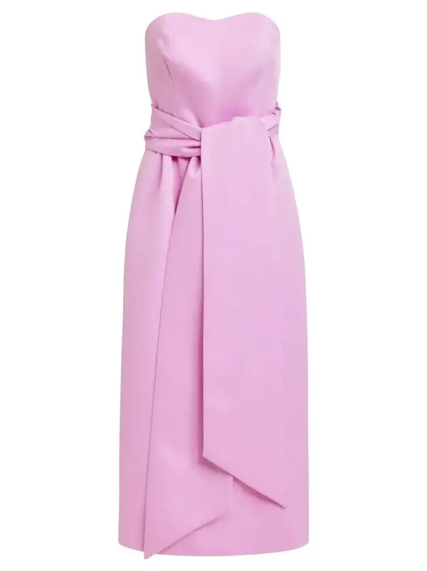 Essentiel Antwerp Strapless Midi Dress With Wrap Belt - Pink