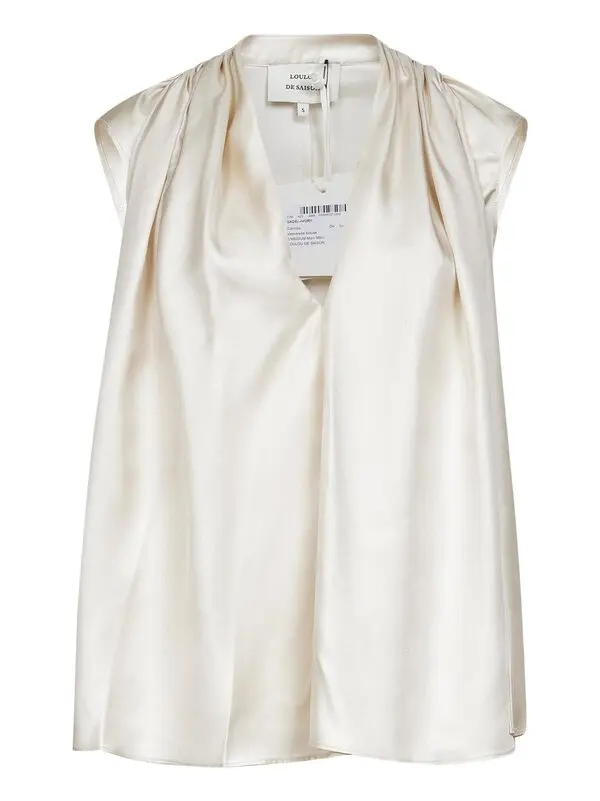 Loulou De Saison Sade Sleeveless Top With Ruching - White