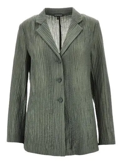 Emporio Armani Single-breasted Pleated Blazer - Gray