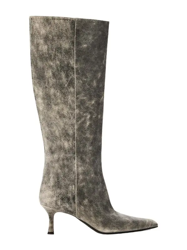 Alexander Wang Black Crackle Leather Vera Boot - Gray