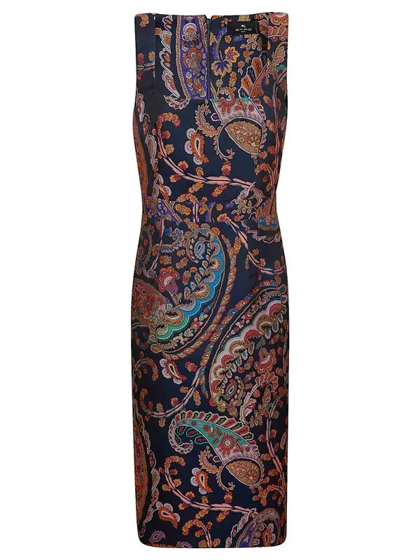 Etro Sleeveless Jacquard Midi Dress - Black