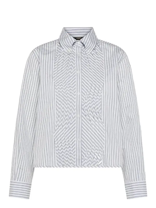 Seventy Ruffled Striped Shirt - Blue